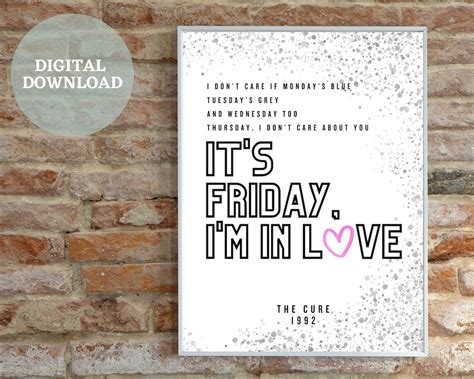 Timeless 90s Hit ~ The Cures Friday Im In Love Lyrics ~ Black