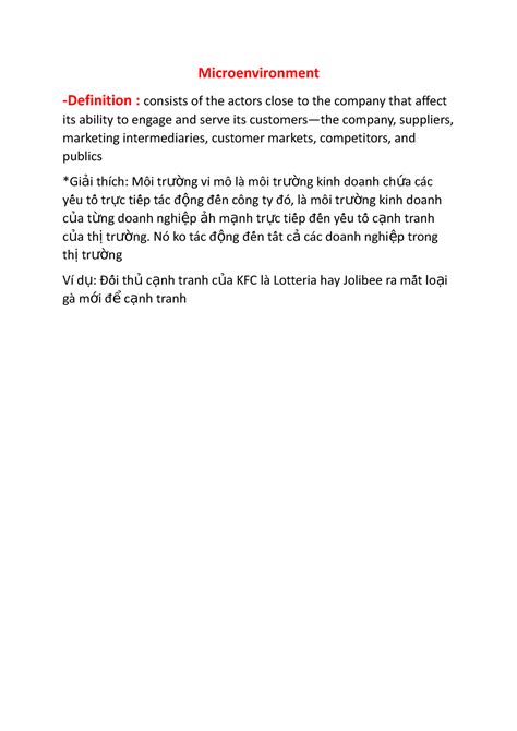 Microenvironment Microenvironment Definition Consists Of The Actors Close To The Company