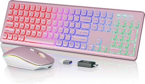 Wireless Keyboard And Mouse Combo Rgb Backlit Rechargeable And Light Up Letters