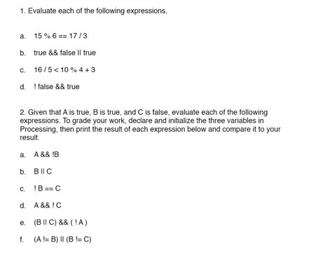 Solved 1 Evaluate Each Of The Following Expressions A