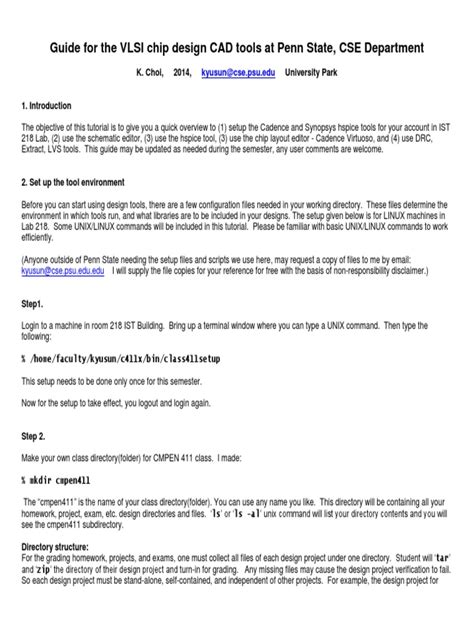 Guide For The Vlsi Chip Design Cad Tools At Penn State Cse Department