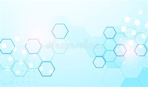 Abstract Science Background With Hexagons Blue Gradient Stock Vector