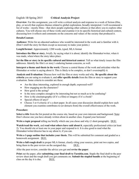 Critical Analysis Project