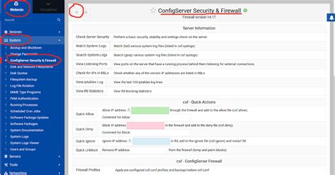 webmin firewall virtualmin firewall configserver security