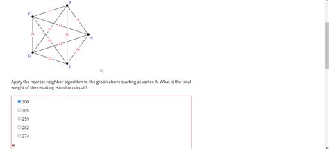 solved apply the nearest neighbor algorithm to the graph