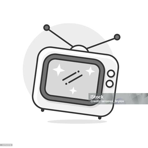 복고풍 Tv 기호 아이콘입니다 텔레비전 세트 기호입니다 원 및 정사각형 버튼 플랫 디자인 세트입니다 0명에 대한 스톡 벡터 아트