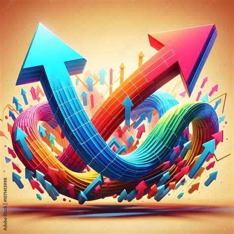 Market Graph Arrow Concept As A 3d Vector Of An Upward And Downward Arrow Intertwined
