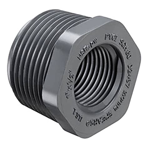 Pvc Schedule 40 Gray Reducer Bushing Threaded 1 2 In To 2 In Siz