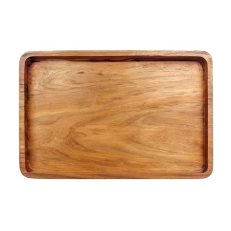 Teak Wood Serving Tray With Rounded Corners Etsy