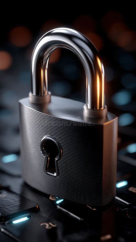 Padlock Securing Computer Keyboard Representing Cyber Security Data Protection Safety Stock