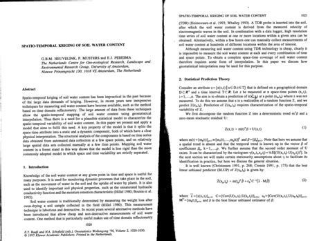 PDF Spatio Temporal Kriging Of Soil Water Content