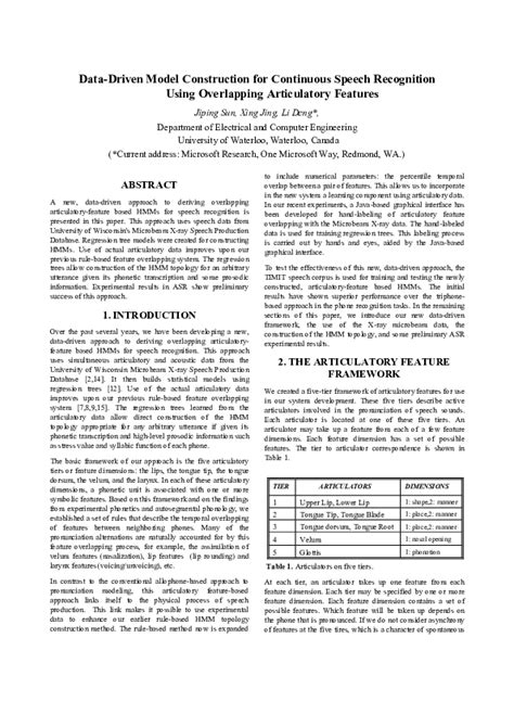 Pdf Data Driven Model Construction For Continuous Speech Recognition Using Overlapping