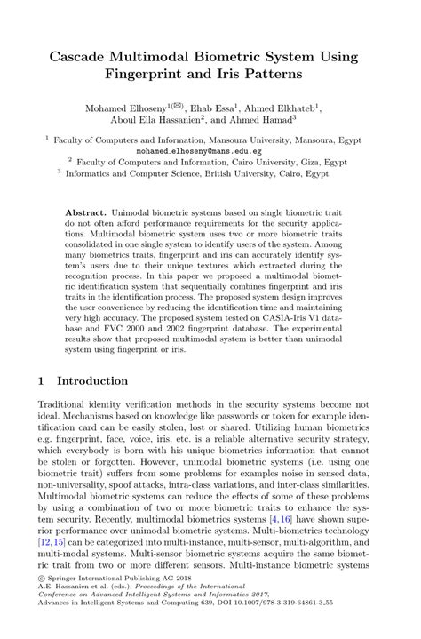 Pdf Cascade Multimodal Biometric System Using Fingerprint And Iris