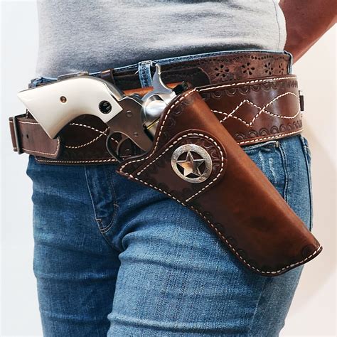 Texas Ranger Inspired Leather Rig Double Holsters Western Style With