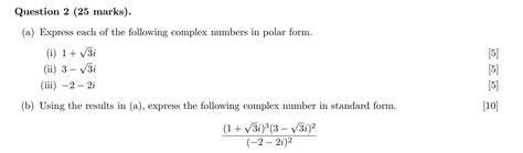 Solved A Express Each Of The Following Complex Numbers In Chegg