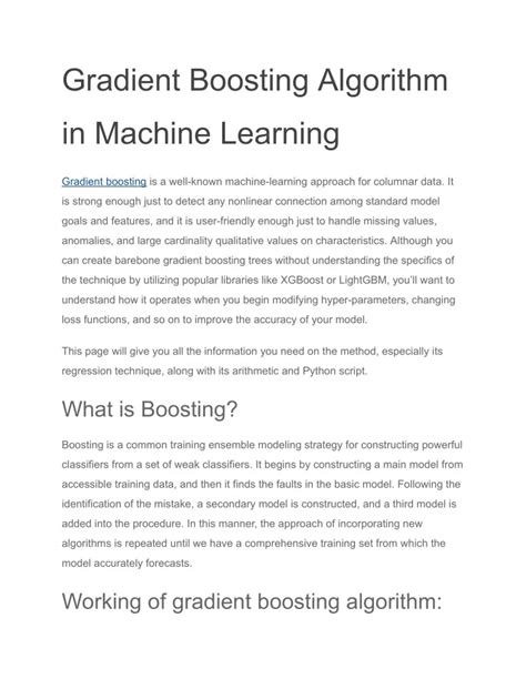 Ppt Gradient Boosting Algorithm In Machine Learning 1 Powerpoint
