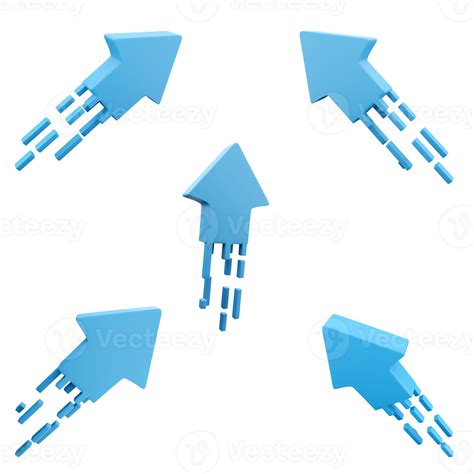 D Rendering Blue Arrow Icon Set D Render Direction Arrow Different Positions Icon Set