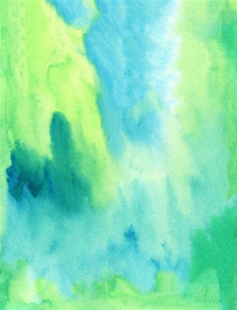 수채화 추상 배경 손으로 그린 질감 수채화 파란색과 녹색 얼룩 배경 월페이퍼 커버 및 포장 디자인 프리미엄 사진