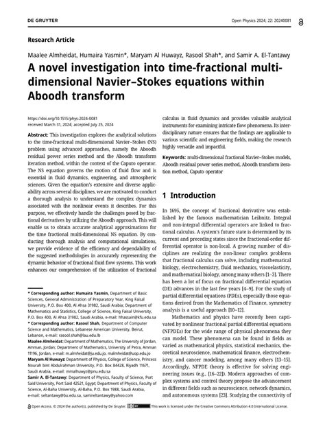 Pdf A Novel Investigation Into Time Fractional Multi Dimensional Navierstokes Equations