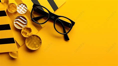 영화 산업 탐구 생생한 노란색 배경의 필름 클래퍼 보드 3d 안경 및 Cd 매혹적인 엔터테인먼트 배경 노란 배경 영화