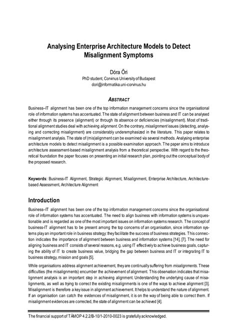 Pdf Analysing Enterprise Architecture Models To Detect Misalignment