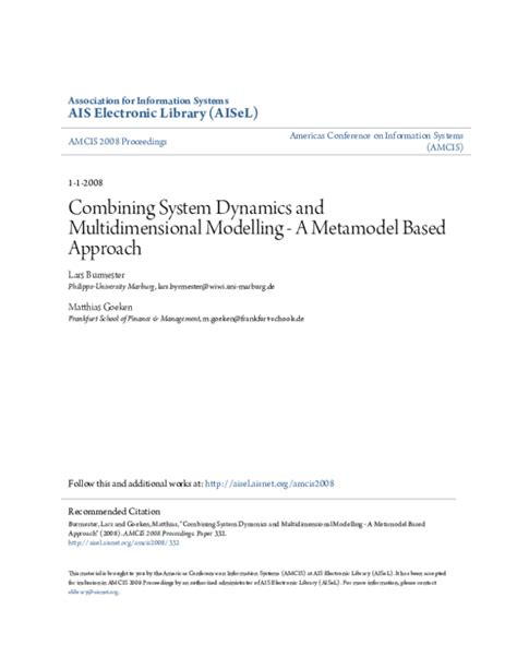 Pdf Combining System Dynamics And Multidimensional Modelling A Metamodel Based Approach