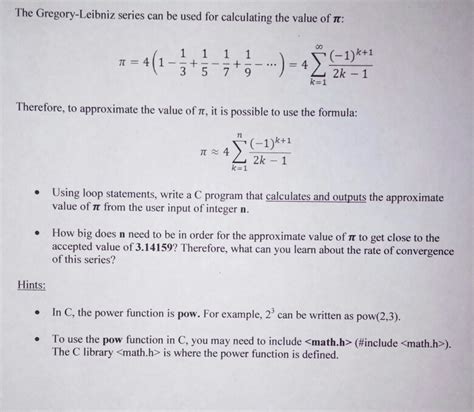 Solved The Gregory Leibniz Series Can Be Used For Chegg