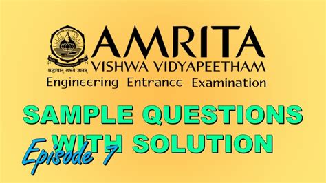 Amrita University Engineering Entrance Aeee Examination Sample Questions And Solution