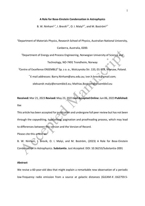 Pdf A Role For Bose Einstein Condensation In Astrophysics