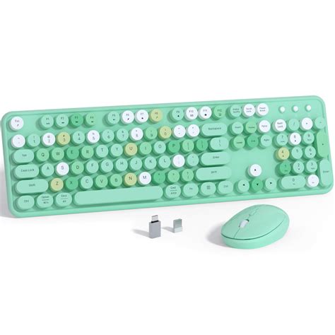 Neobella Wireless Computer Keyboard And Mouse Combo Colorful Typewriter Floating Round Keycaps