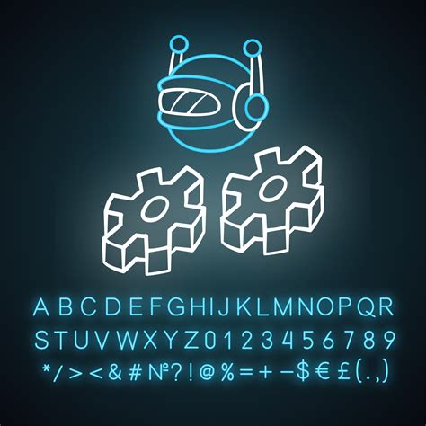 work bot neon light icon software application optimizer robot with