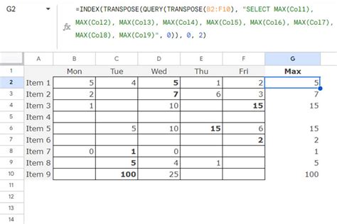 How To Find Max Value In Each Row In Google Sheets