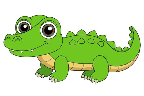 귀여운 악어 터 일러스트레이션 만화 라인 아트 클리파트 디자인 프리미엄 벡터