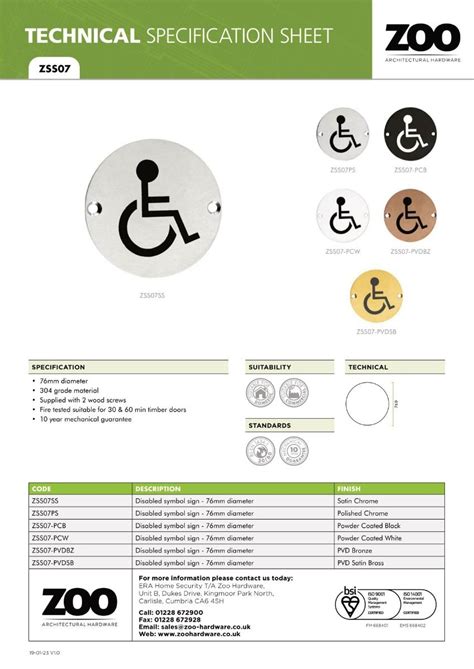 Zoo Hardware Zss07 Pvdsb Sex Symbol Disabled 76mm Dia Pvd Satin