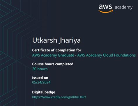 Completed Aws Cloud Foundations Course Utkarsh Jhariya Posted On The