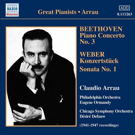 Naxos Great Pianists Arrau Beethoven Weber