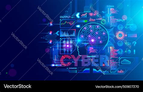 Computer Neural Network Or Ai On Programming Vector Image