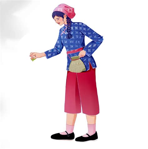 采茶茶叶人物插画设计元素 采茶茶叶人物插画元素图片下载 设图网