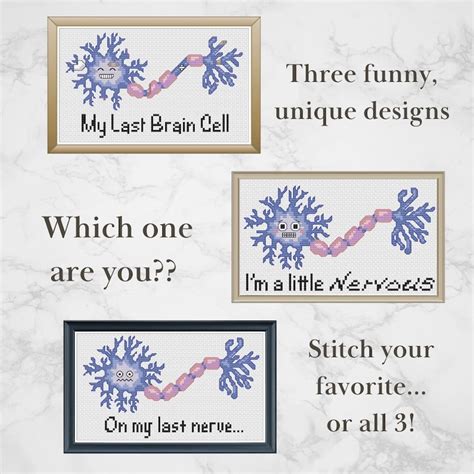 Funny Neuron Cross Stitch Pattern Bundle Instant Pdf Download “on My