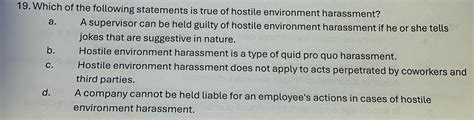 Solved Which of the following statements is true of hostile | Chegg.com
