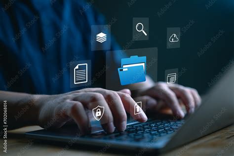 dms document management system concept businessman using laptop