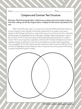 Compare And Contrast Text Structure Graphic Organizer Worksheets