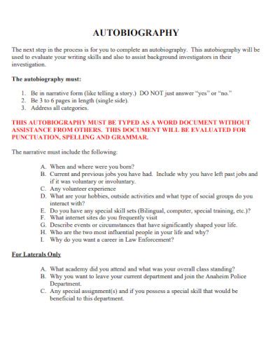 Autobiography 100 Examples How To Start Pdf