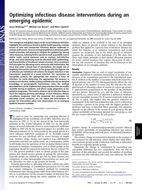Pdf Optimizing Infectious Disease Interventions During An Emerging Epidemic