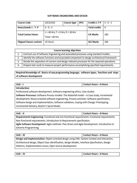 Syllabus Sed Ise 2022 Scheme Pdf Agile Software Development