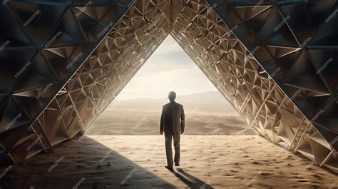 Premium Photo Businessman Walking On Penrose Triangle