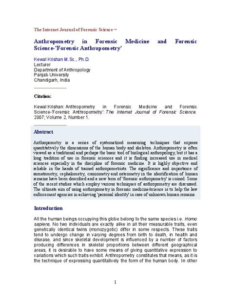 Pdf Anthropometry In Forensic Medicine And Forensic Science Forensic