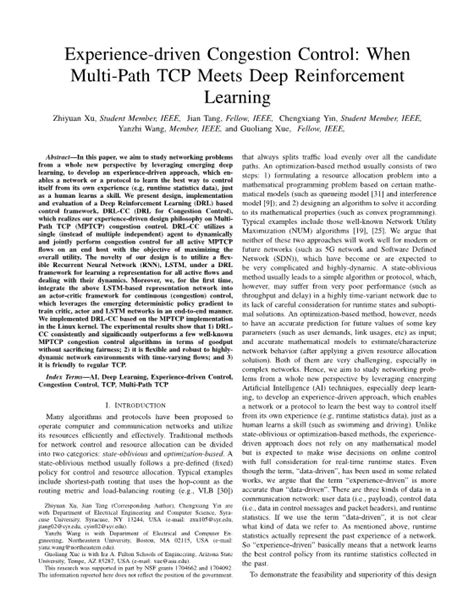 Experience Driven Congestion Control When Multi Path Tcp Meets Deep Docslib
