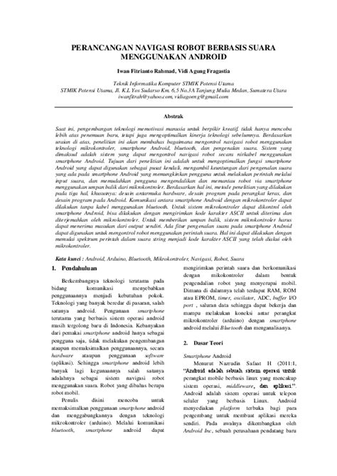 Pdf Perancangan Navigasi Robot Berbasis Suara Menggunakan Android