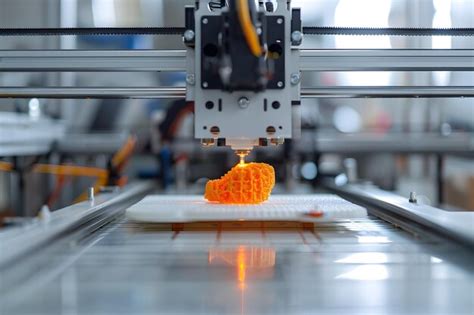 3d Printer In Action Creating An Intricate Orange Object Premium Ai